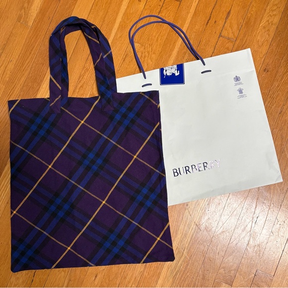 Burberry | Bags | Nwot Burberry Purple Plaid Tote Bag | Poshmark
